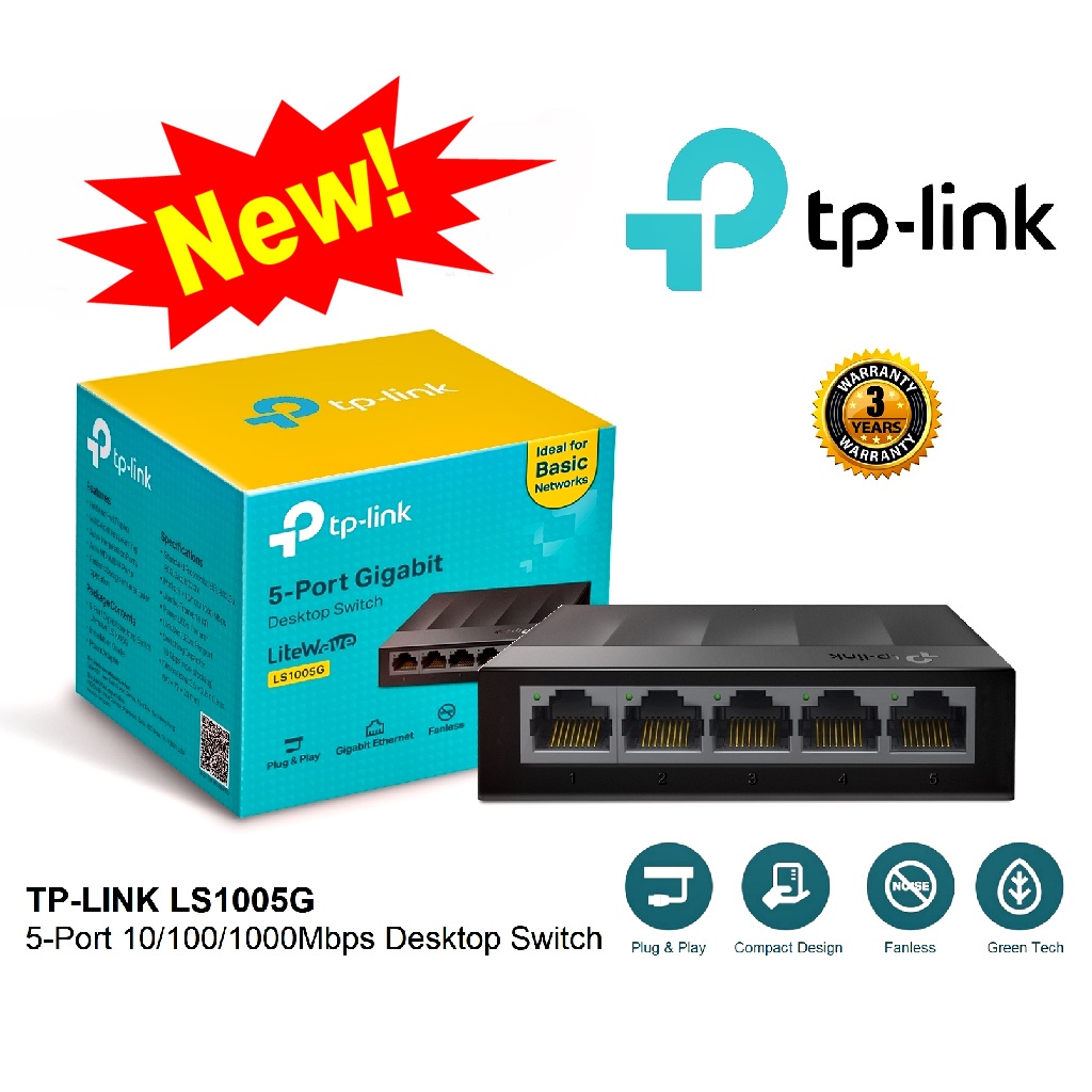 ☢tp-link SWITCH HUB (สวิตซ์ฮับ) TP-LINK (LS1005G / LS1008G) 5 Port Gigabit 10/100/1000Mbps ...