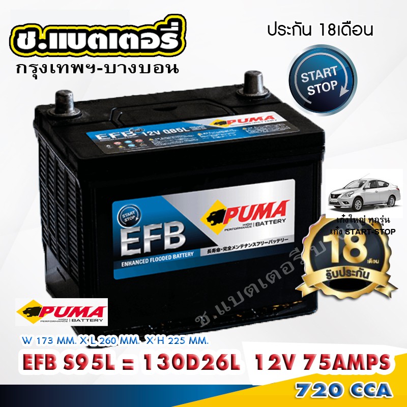 แบตเตอรี่ PUMA AGM & EFB | Shopee Thailand