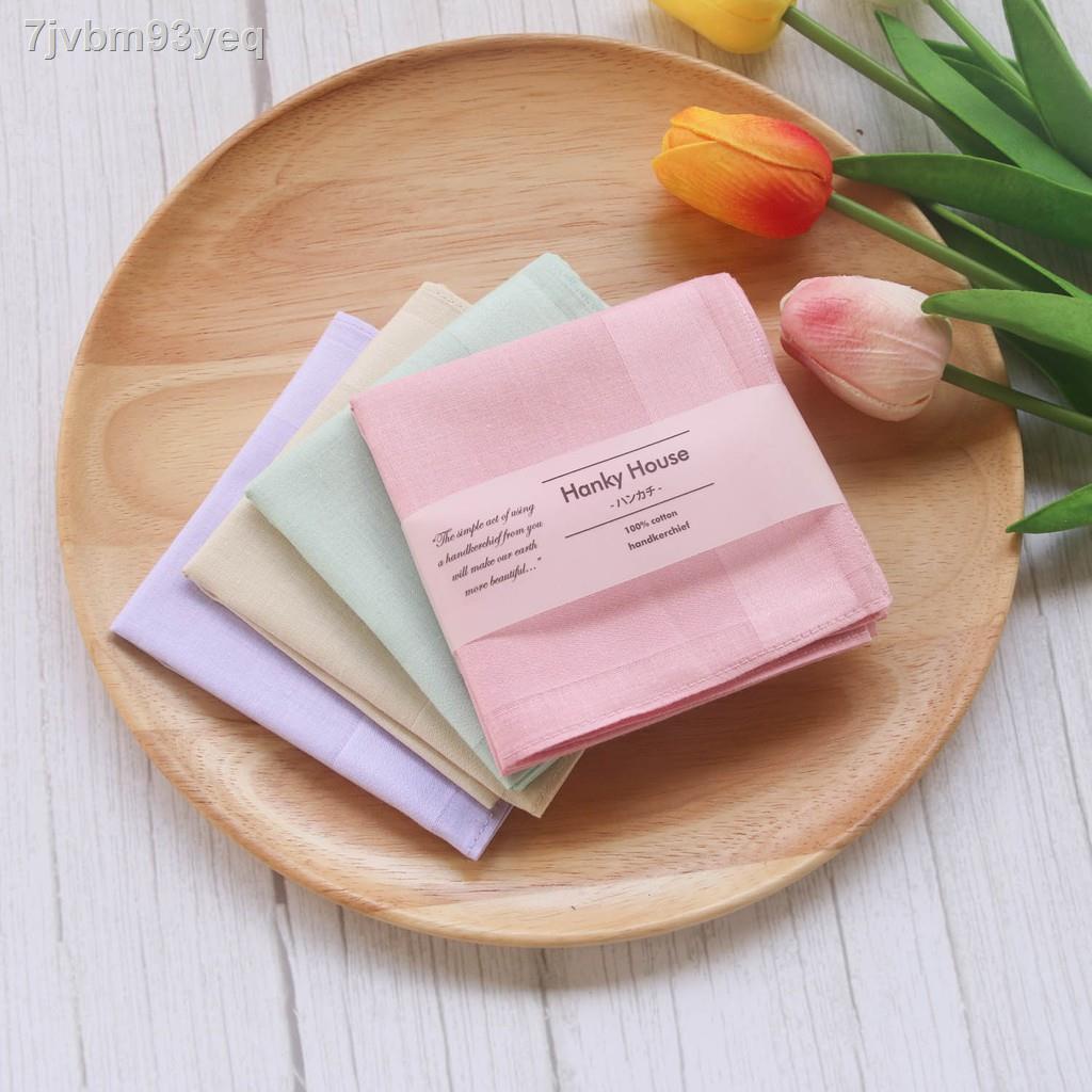 ☁☾Hanky House ผ้าเช็ดหน้า สีพื้น พาสเทล ชุด4ผืน ขนาด 40x40ซม คอตตอน100% ขนาด16นิ้ว H_SDset4 ...