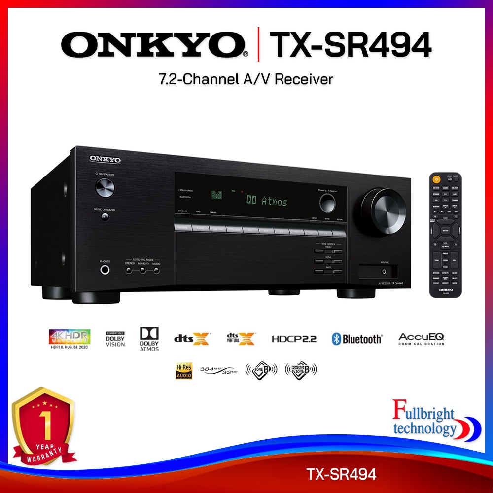 Onkyo TX-SR494 7.2-Channel A/V Receiver รองรับ Dolby Atmos และ DTS Virtual: X รับประกันศูนย์ไทย ...