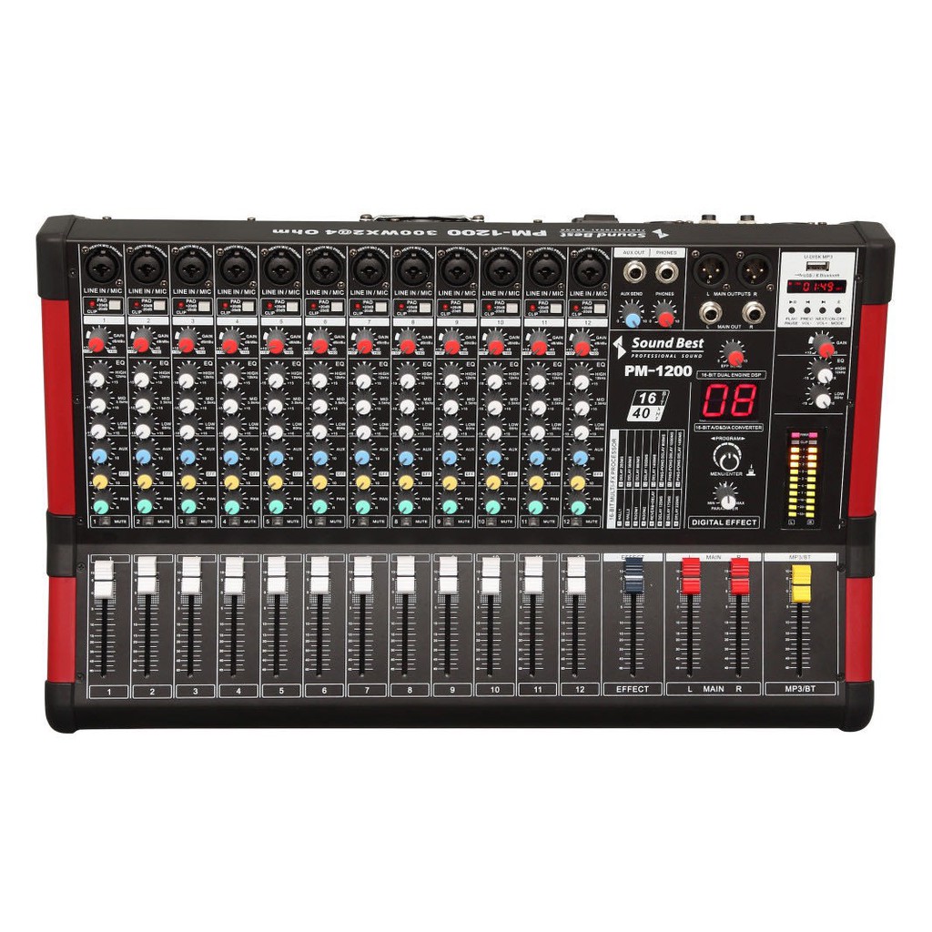 Sound Best Power Mixer 12CH รุ่น PM-1200 เครื่องปรับแต่งเสียง เครื่อง ...