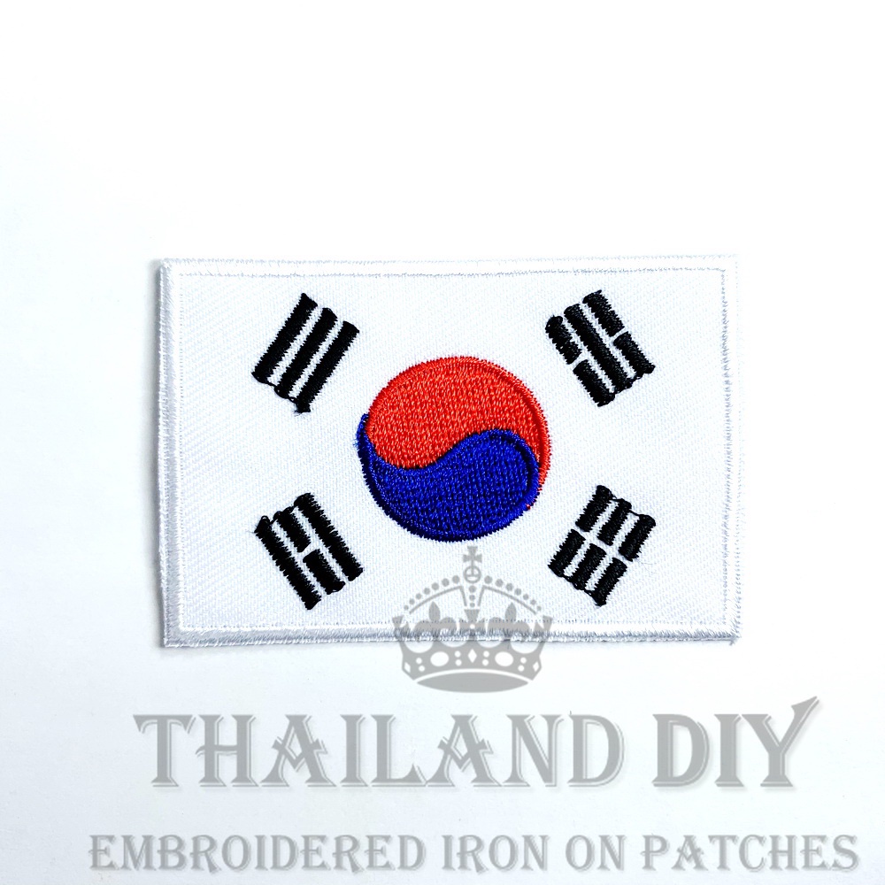 ตัวรีดติดเสื้อ ธงชาติเกาหลีใต้ เกาหลีใต้ ทีมชาติ ธง South Korea Flag Patch งานปัก WOP DIY ตัวรีด ...