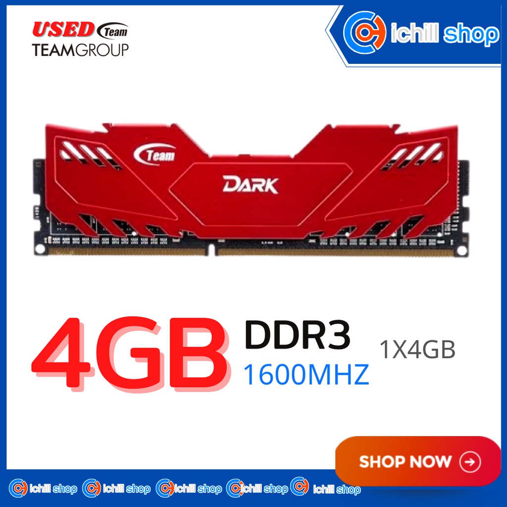 RAM (แรม) TEAM DARK DDR3 4GB 1600MHZ P12022 | Shopee Thailand