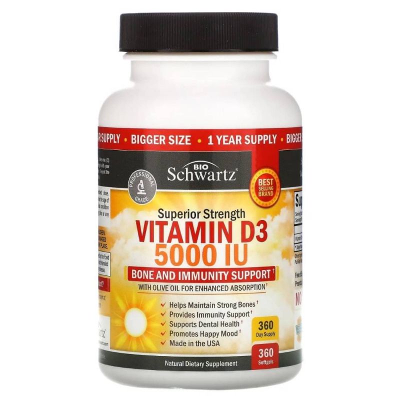 BioSchwartz Superior Strength Vitamin D3 D 5000IU 360 Softgels วิตามิน ...