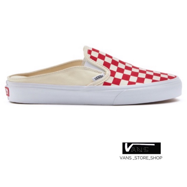 VANS SLIP ON MULE CHECKERBOARD RED สินค้ามีประกันแท้ | Shopee Thailand