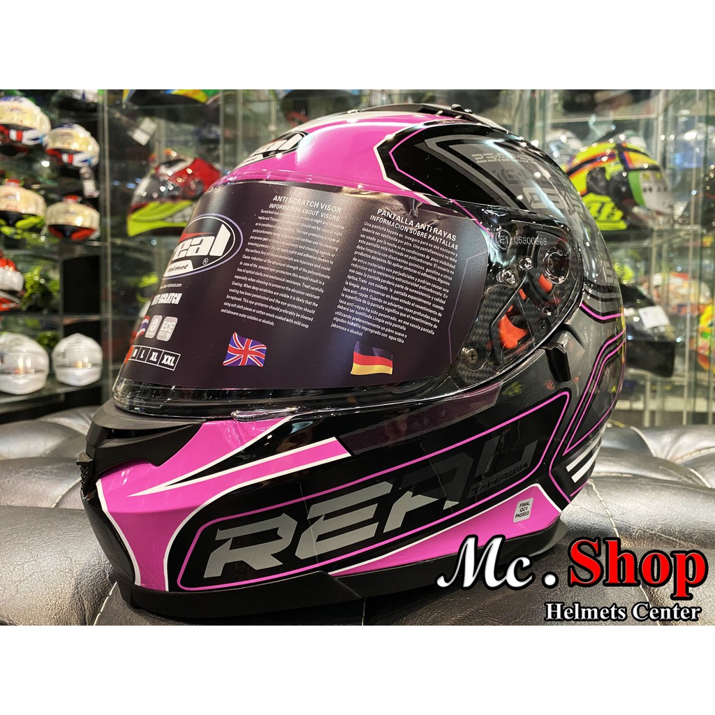 หมวกกันน็อค REAL T-Hawk Tech ดำ-ชมพู กระจกสองชั้น | Shopee Thailand