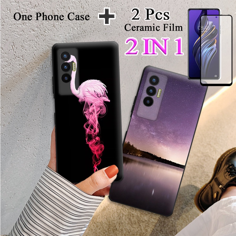2 IN 1 Tecno Pova 5G LE8 Case เคสซิลิโคนลายสร้างสรรค์พร้อมฟิล์มกระจก ...