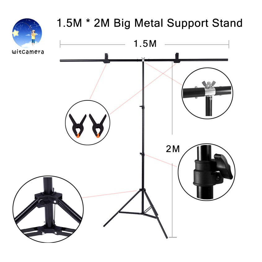 1.5M * 2M Big Photography Studio Video Metal Support Stand System Kit ...