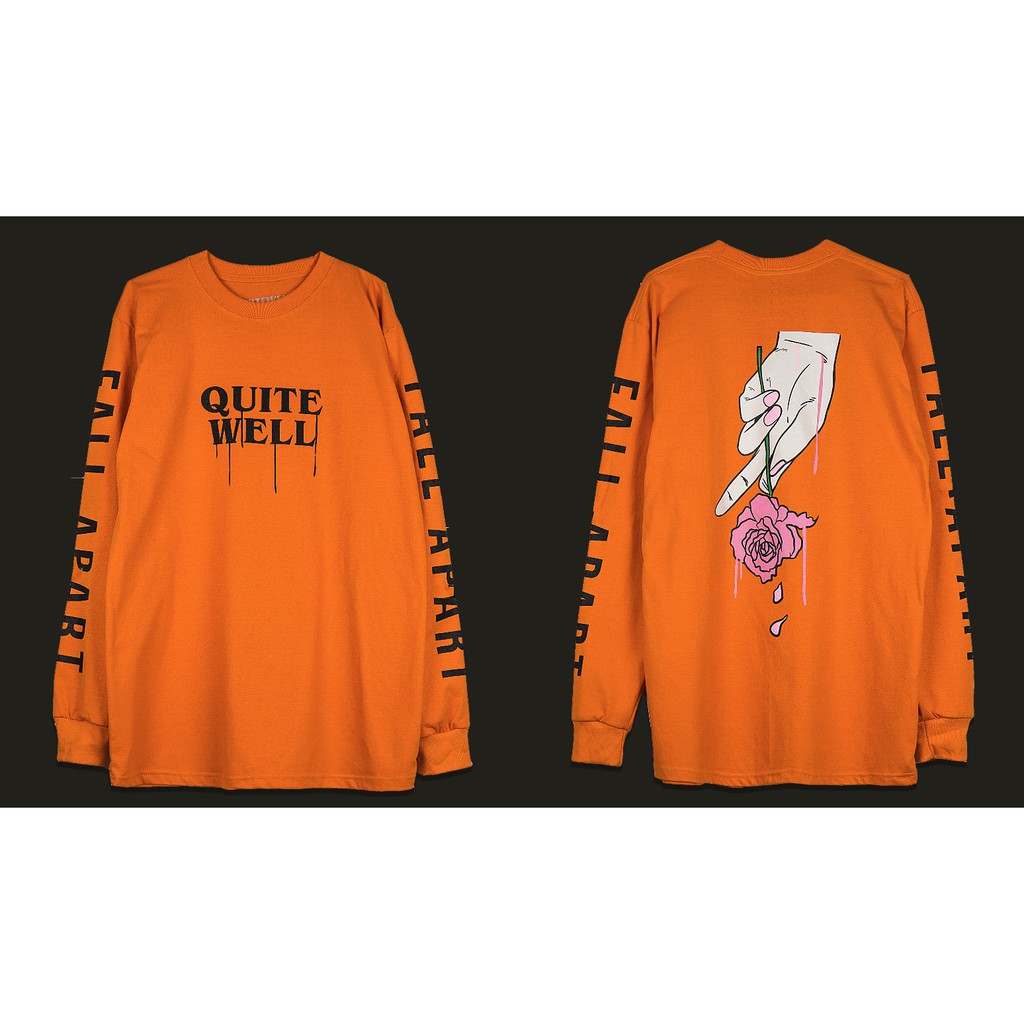 QUITEWELL เสื้อยืดแขนยาว 59-2 FALL APART ORANGE เสื้อผู้ชาย จั้มพ์แขน ...