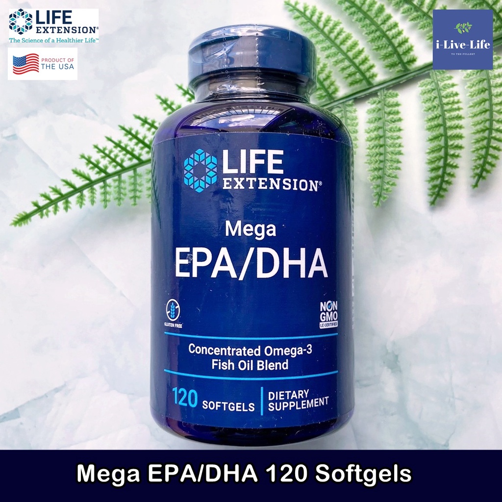 เมก้า อีพีเอ ดีเอชเอ Mega EPA/DHA 120 Softgels - Life Extension โอเมก้า 3 แบบเข้มข้น สนับสนุน ...
