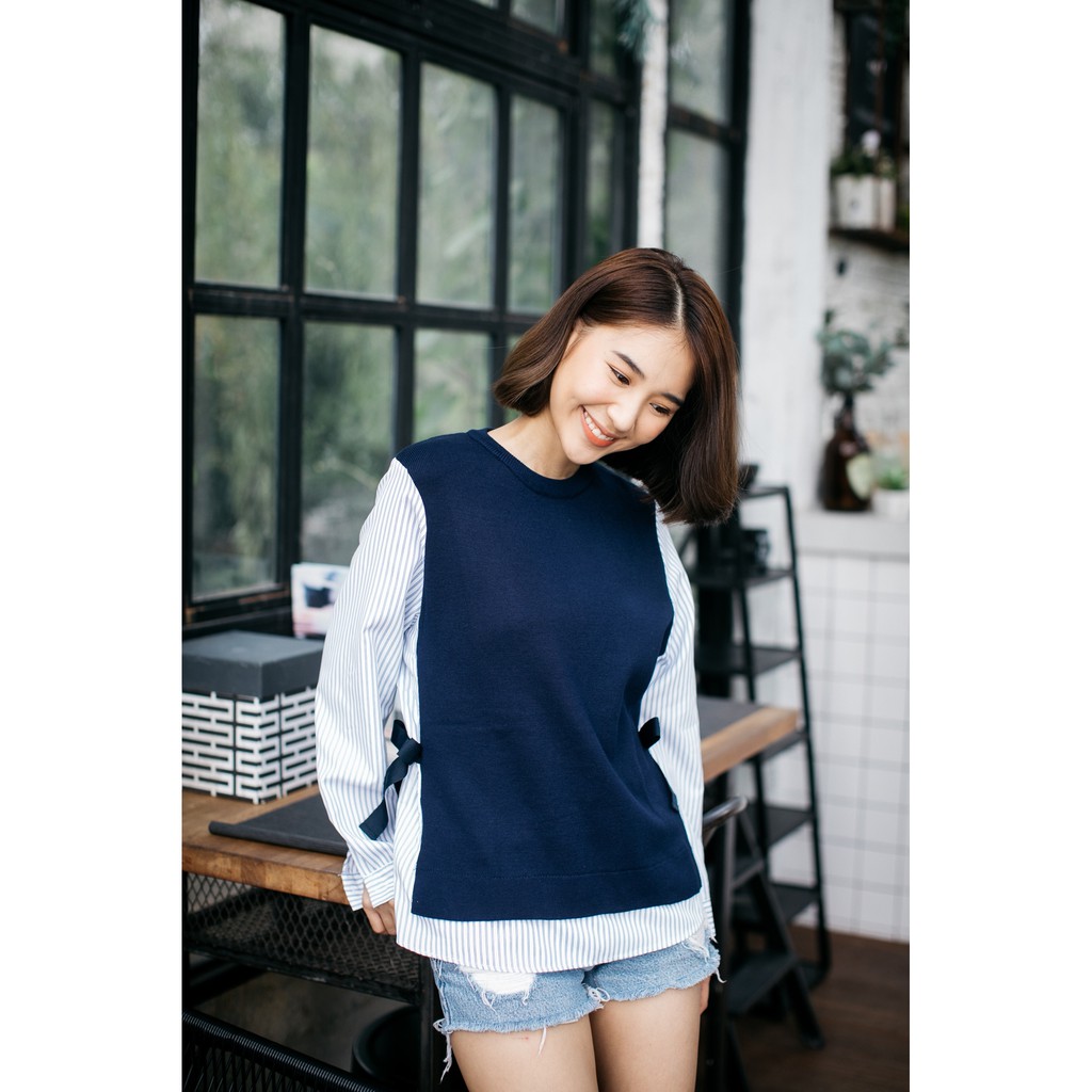 Numsha Brand เสื้อไหมพรมริบบิ้น winter / NB18180 | Shopee Thailand