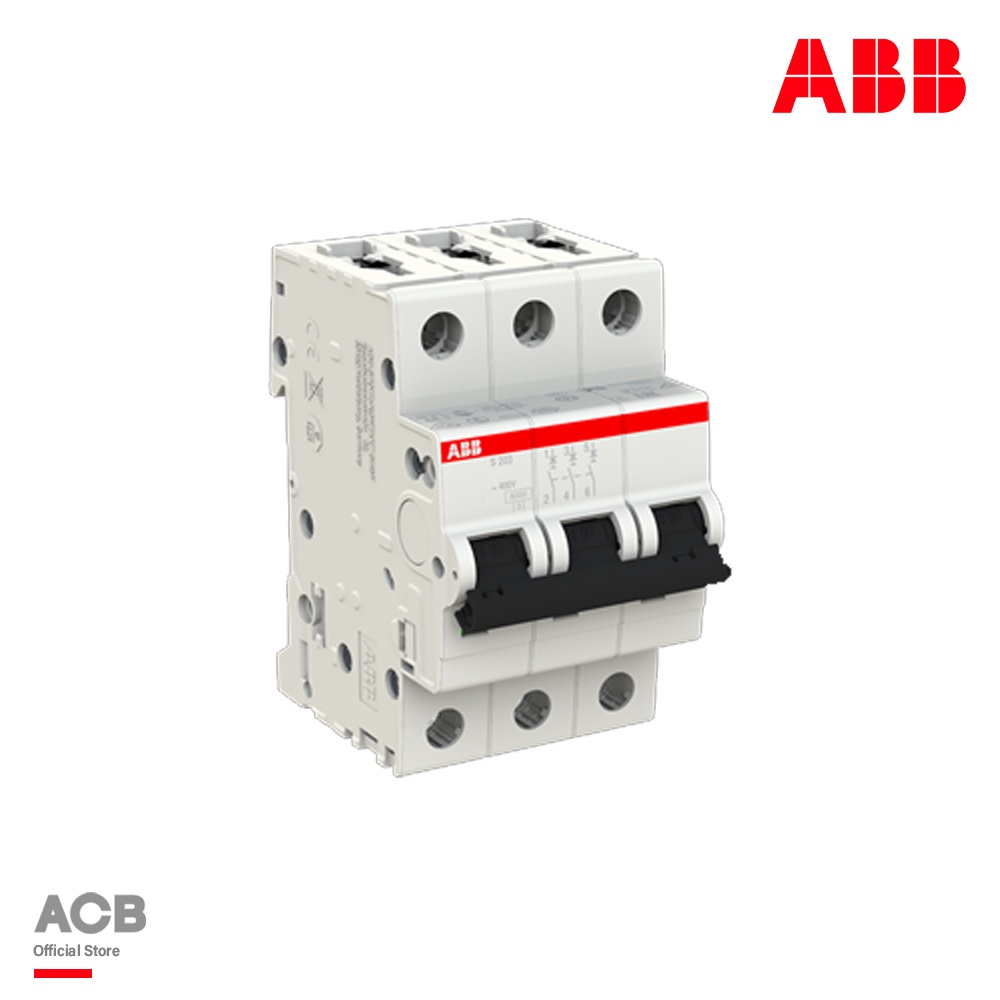 ABB - S203-C100 - เมนเซอร์กิตเบรกเกอร์ 100 แอมป์ 3 โพล 6 kA Miniature Circuit Breaker (MCB) - 3P ...