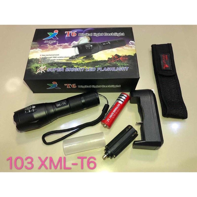 👍👍ไฟฉายแรงสูงJX-103ซูมได้ พร้อมอุปกรณ์ครบชุด CREE XML T6 | Shopee Thailand