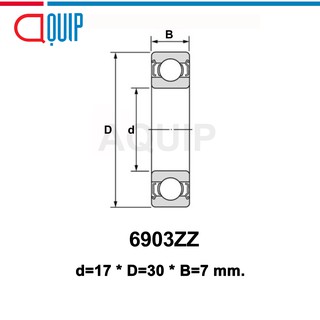 6903ZZ SBC ตลับลูกปืนเม็ดกลมร่องลึก ฝาเหล็ก 2 ข้าง ( Deep Groove Ball ...