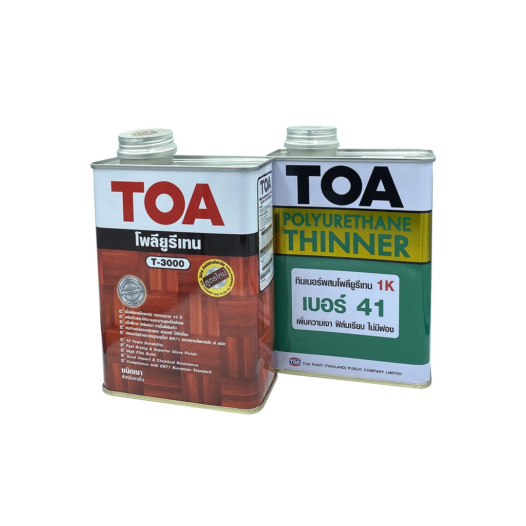 TOA น้ำมันเคลือบแข็งไม้ T-3000 (ชนิดเงา) + ทินเนอร์ ขนาด 0.946 ลิตร สำหรับงานภายใน | Shopee Thailand
