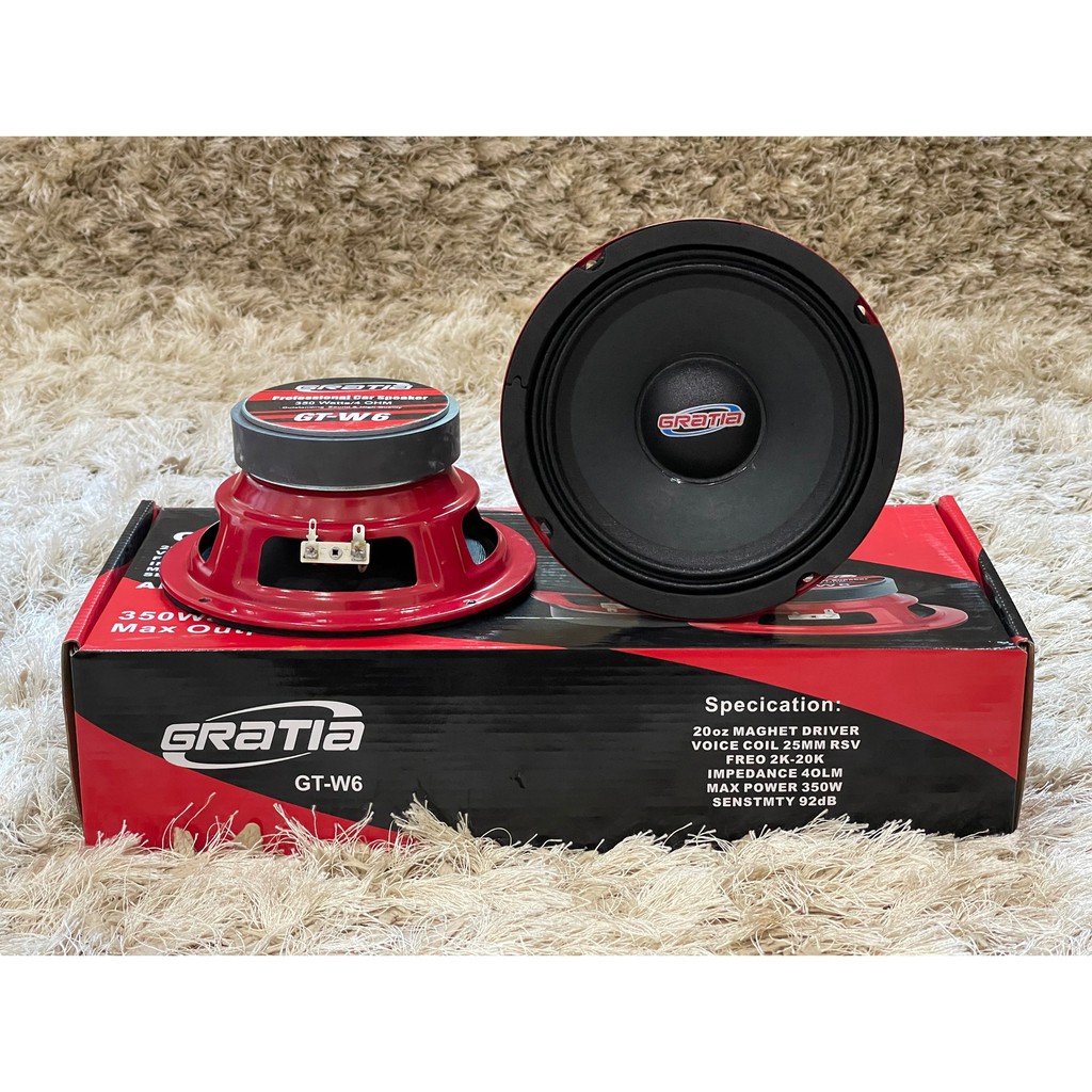 ลำโพงเสียงกลาง ลำโพงลูกโดด 6.5นิ้ว (จำนวน 2ดอก) วอยซ์ 25มิล แม่เหล็ก 100*20 มิล GRATIA GT-W6 ...