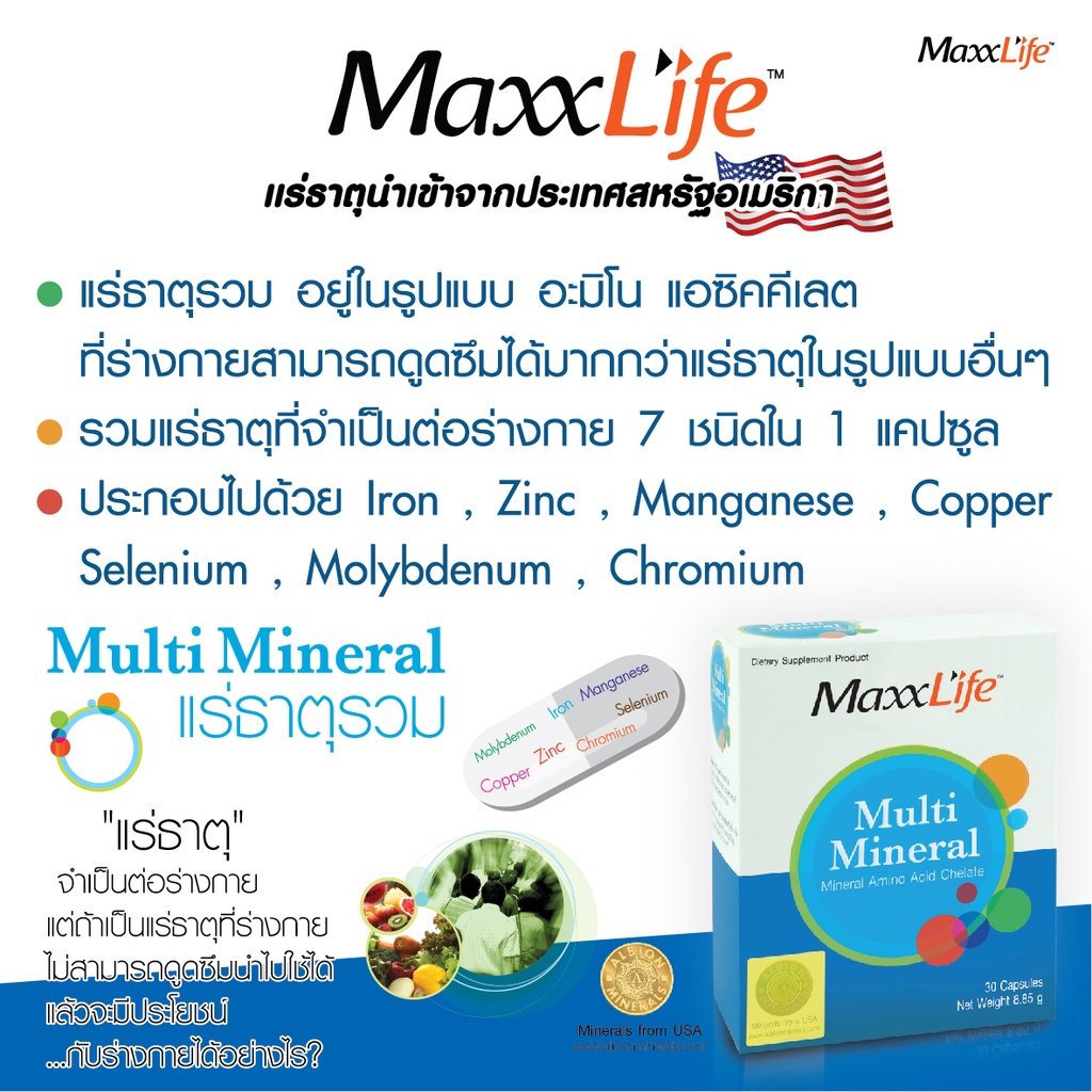 2704 MAXXLIFE MULTI MINERAL 30 CAP วิตามินรวมและแร่ธาตุต่างๆ | Shopee ...