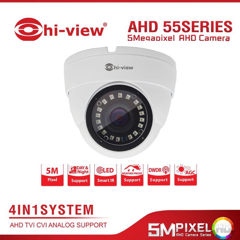 กล้อง Hi-view CCTV รุ่น HA-554D50 กล้องวงจรปิด 5MP 2592x1920P Camera 4 IN 1 AHD/TVI/CVI/CVBS ...