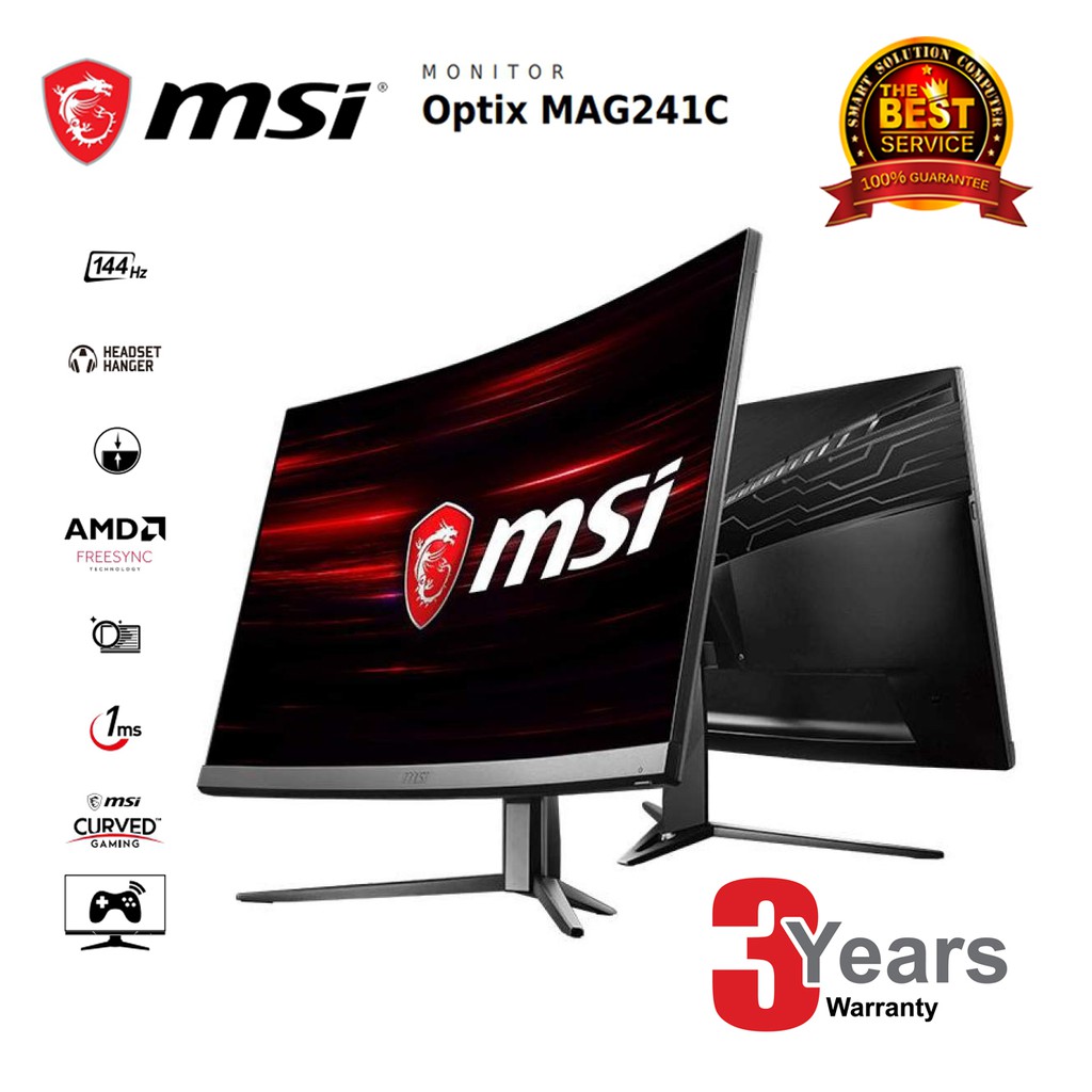 [โค้ดลด 159.- ส่งฟรี] MSI Optix MAG241C 23.6'' 144Hz Curved Gaming ...