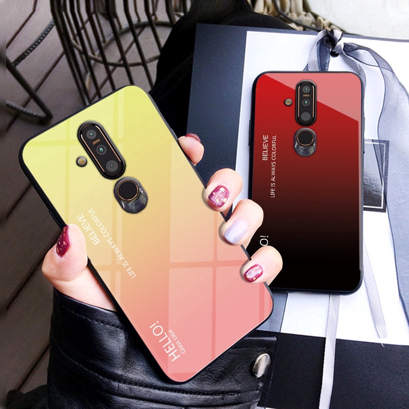 Nokia X7 X6 8.1 7.1 4.2 9 8 Sirocco กรณี Glossy Gradient กระจกนิรภัย ...