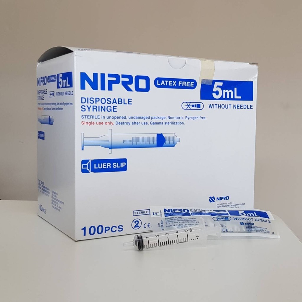 Nipro Syringe 5 mL สำหรับป้อนยาเด็ก ล้างจมูก เติมหมึกในแท้ง เติมหมึกในตลับ และอื่นๆ ขนาด 5ml ...