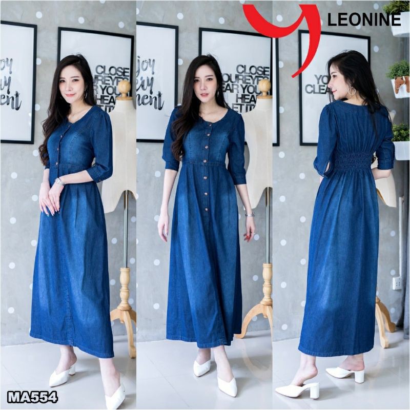 แม๊กซี่เดรสแขนสามส่วนคอกลมกระดุมหน้า Leonine (มี2สีSize 36"38"40") รหัส ...