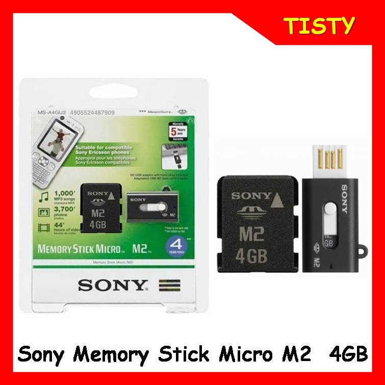 แท้ 100% Sony M2 4GB Memory Stick Micro (M2) with USB Adapter | Shopee ...