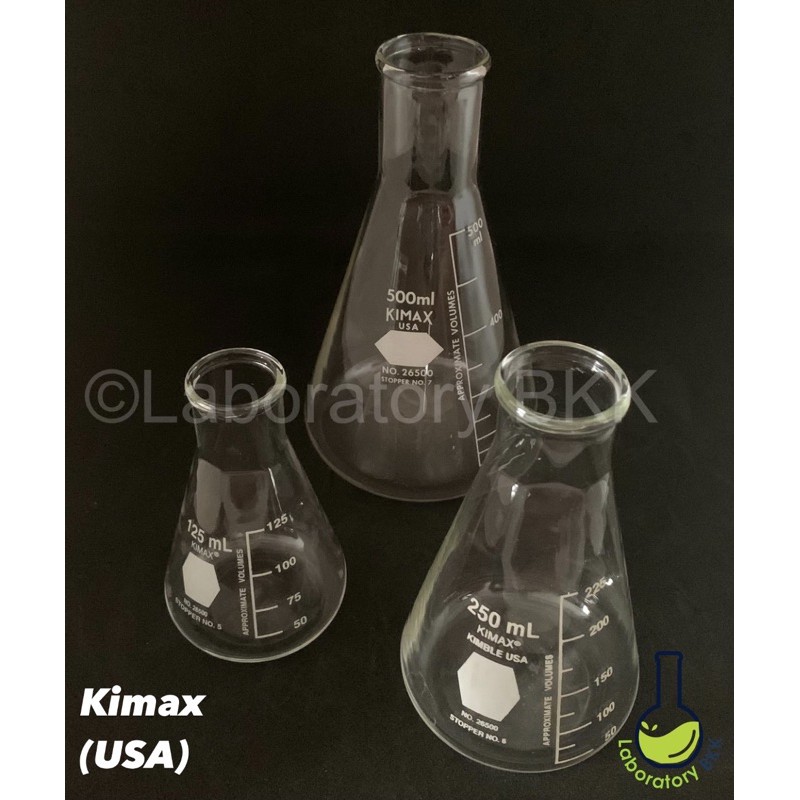 Erlenmeyer flask ขวดชมพู่ Pyrex Glassco Borosil Simax Kimax ทนไฟ/เคมี ...