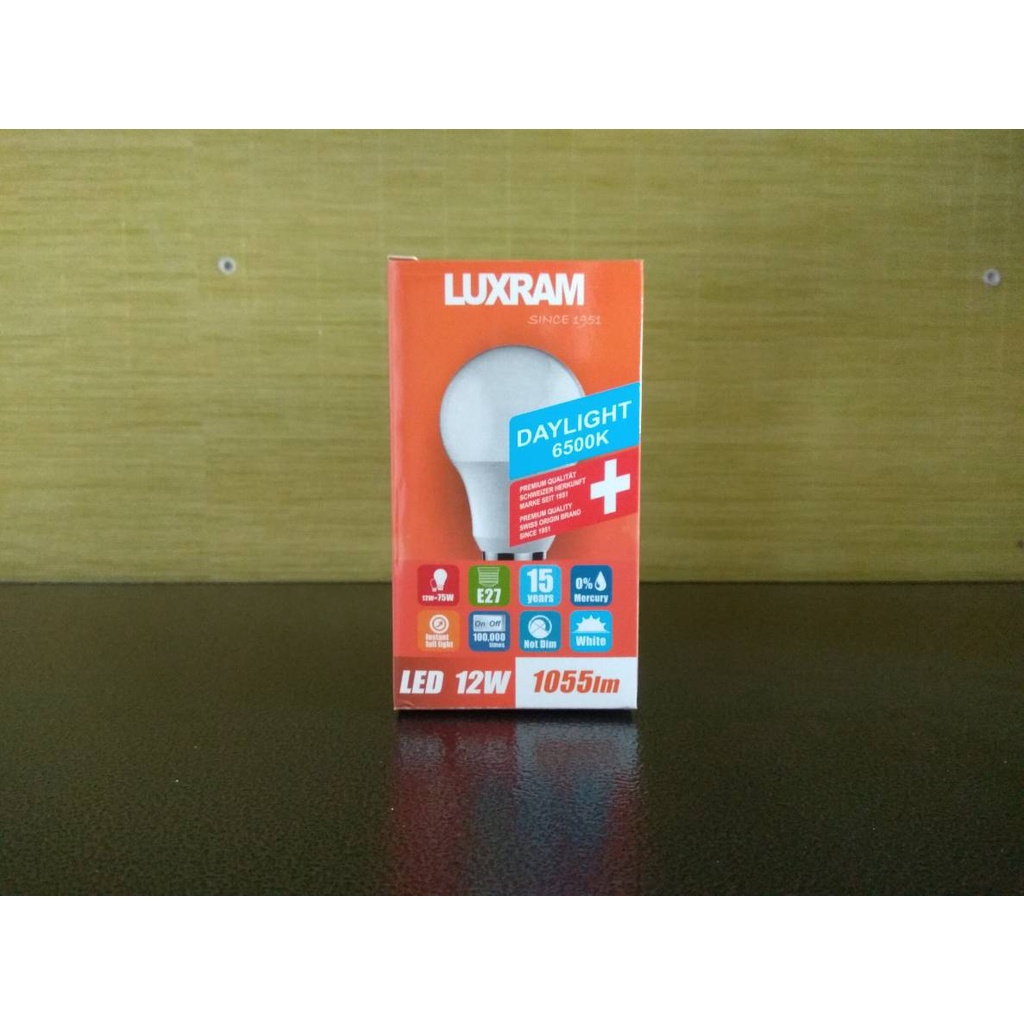LUXRAM หลอดไฟ LED ขั้วเกลียว E27 หลอด Bulb ขนาด 12W 220V ไฟบ้าน แสงเดย์ ...