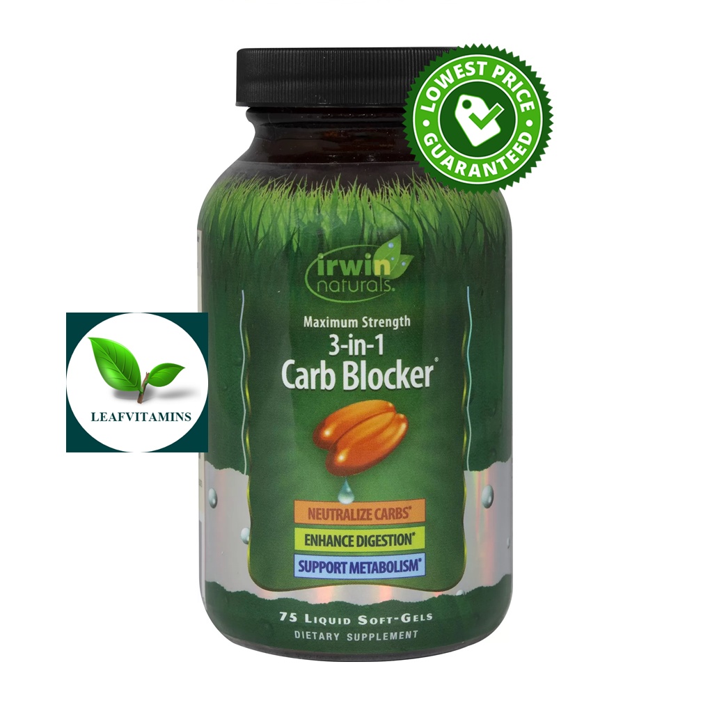 Irwin Naturals Maximum Strength 3 in 1 Carb Blocker / 75 Softgels ( บ ...