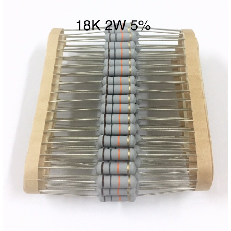 10ชิ้น 18K 2W +-5% Resistor ตัวต้านทาน แบบเมทอลอ๊อกไซด์ Metal Oxide ...