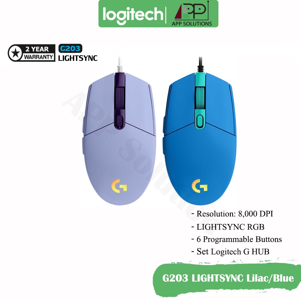 Logitech G203 LIGHTSYNC Wired Gaming Mouse(เมาส์เกมมิ่งไฟRGB 6ปุ่มตั้ง ...