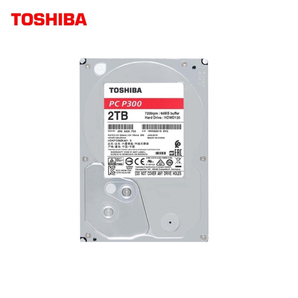 Toshiba INT PC HDD (2TB) 3.5" SATA(P300) TSB-HDWD320UZSVA :7200RPM C/B 256MB Desktop Internal ...