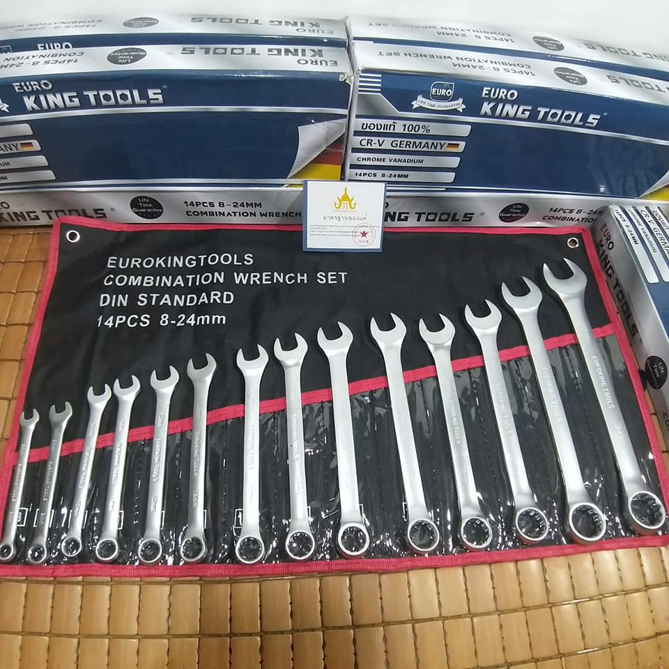 Euro King Tools ประแจแหวนข้าง-ปากตาย 14 ตัวชุด 8-24 มม. แท้ 100% รวม14 ...