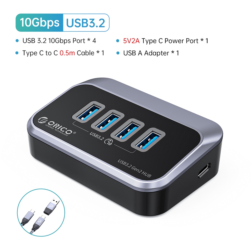 Orico อะแดปเตอร์ฮับ USB 3.2 Type-C 10Gbps ความเร็วสูง พร้อมพอร์ตพาวเวอร์ซัพพลาย USB C สําหรับ ...