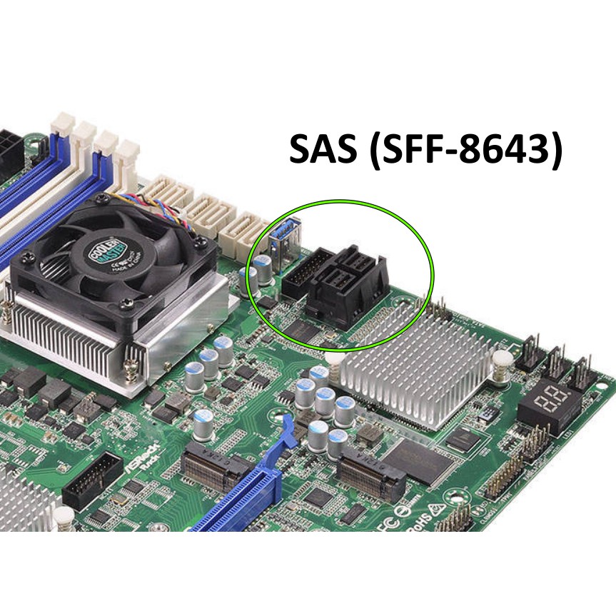 สาย SFF-8643 to SATA, Internal Mini SAS SFF8643 Host to 4 SATA HDD ...