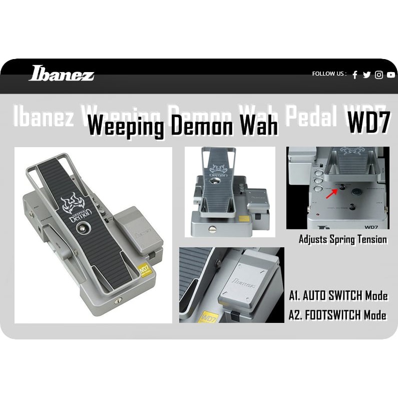 Ibanez Weeping Demon Wah Pedal WD7 เอฟเฟคเสียง Wah (Gray) | Shopee Thailand