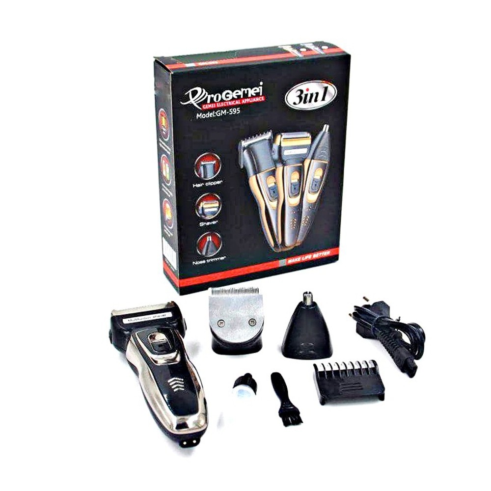 แบตเตอเลี่ยนตัดผม ขนจมูก โกนหนวด 3in1 Progemei GM-595 รุ่น GM-595-53a-Rat | Shopee Thailand