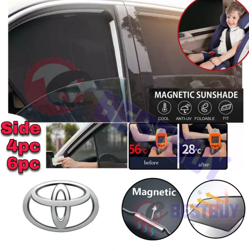 ม่านบังแดดแม่เหล็ก Toyota Car Window Curtain Magnetic altis vios camry ...