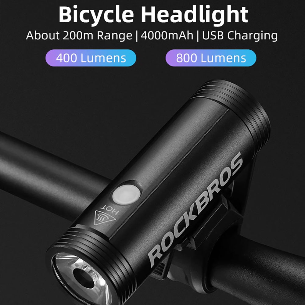 Rockbros ไฟหน้าจักรยาน แบบชาร์จไฟ R1-400 R1-800 | Shopee Thailand