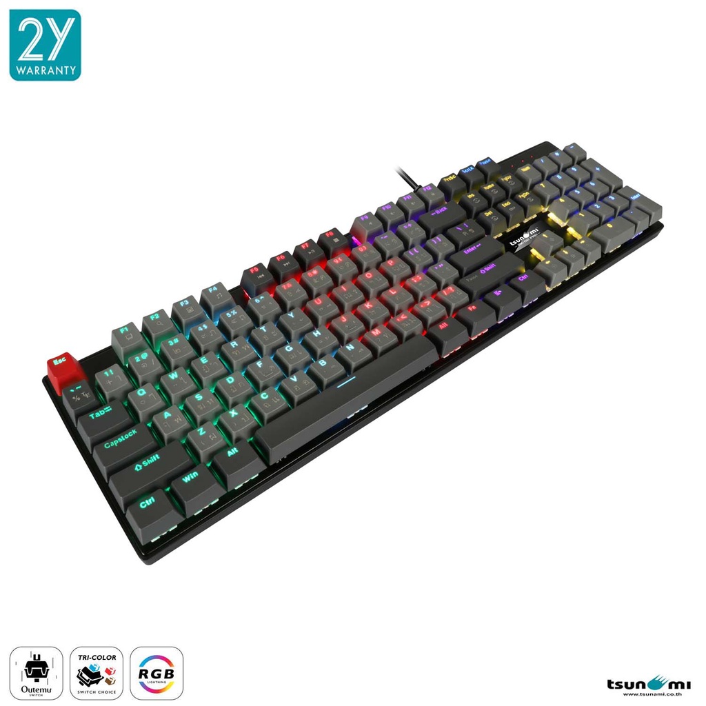 Tsunami Outemu MK-02 Pro 104 Keys 100% Mechanical Gaming Keyboard Blue Switch (Youth Black) แป้น ...