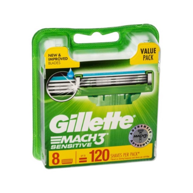 พร้อมส่ง Gillette Mach 3 Turbo / Mach 3 Sensitive แพคสุดคุ้ม จำนวน 8 ใบ ...