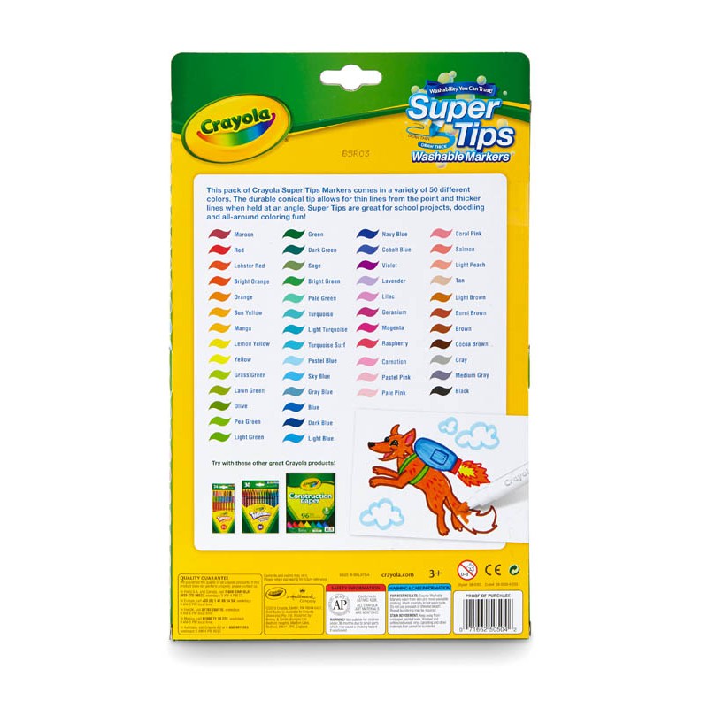 [ส่งฟรี] Crayola Supertips เครโยล่า สีเมจิกล้างออกได้ ซุปเปอร์ทิปส์ 50 ...