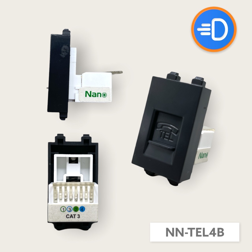 NANO NN-TEL4, NN-TEL4B (6P4C) เต้ารับโทรศัพท์ 4 สาย 1 ช่อง | Shopee Thailand