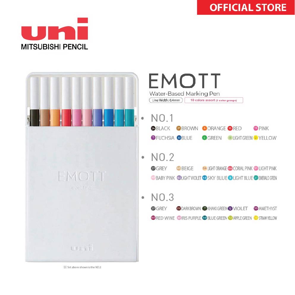 Uni Emott Ever Fine Water Based Pen 10 สี Set CLEARANCE | Shopee Thailand