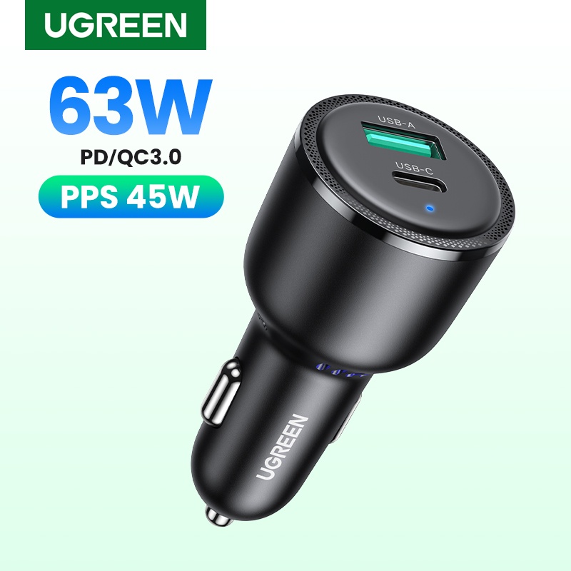 Ugreen ที่ชาร์จในรถยนต์ แบบพอร์ตคู่ 63W 18W 36W PD QC สําหรับ Samsung PPS iPhone 14 Pro Max ...