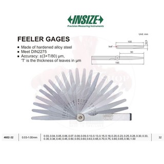 INSIZE ฟิลเลอร์เกจ Feeler Gauge รุ่น 4602-32 | Shopee Thailand
