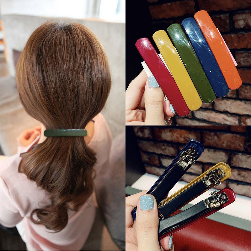 กิ๊บติดผมสีล้วน ผิวเงา Korean spring clip กิ๊บติดผมแบบสปริง ขนาด 9 cm ...