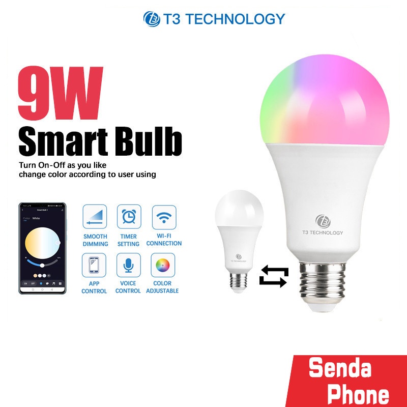 หลอดไฟ T3 Smart Bulb-Wifi รุ่น101 หลอดไฟอัจฉริยะ เกลียว E27 9W หลอดไฟ ...