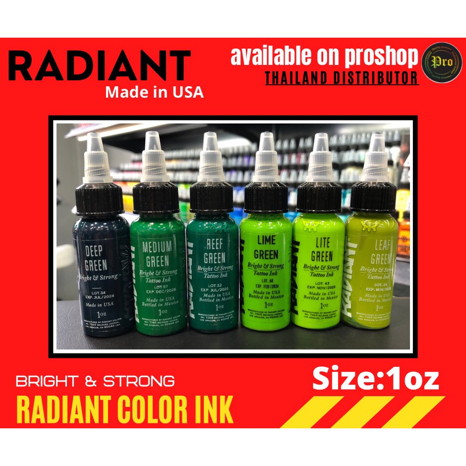Radiant Colors Tattoo Ink 1oz นำเข้าจาก USA สีสำหรับงานสัก หมึกสัก ...